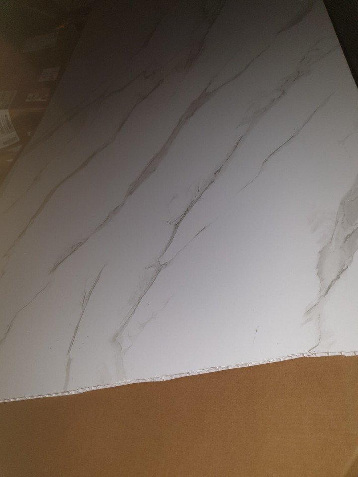 2400mm x 1000mm x 10mm Gloss white marble panel Cladding PVC shower ...