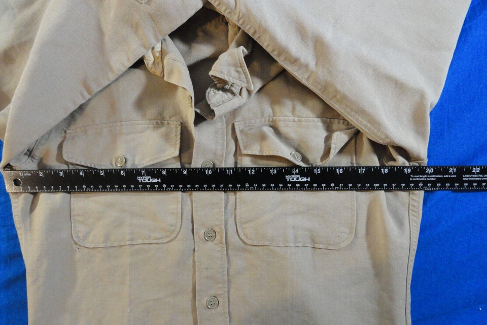 1958 VIETNAM WAR USMC MARINE CORPS TAN KHAKI LONG SLEEVE UNIFORM SHIRT ...
