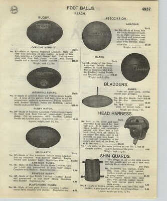 1918 PAPER AD Reach Rugby Football Leather Helmet Head Harness Boxing ...