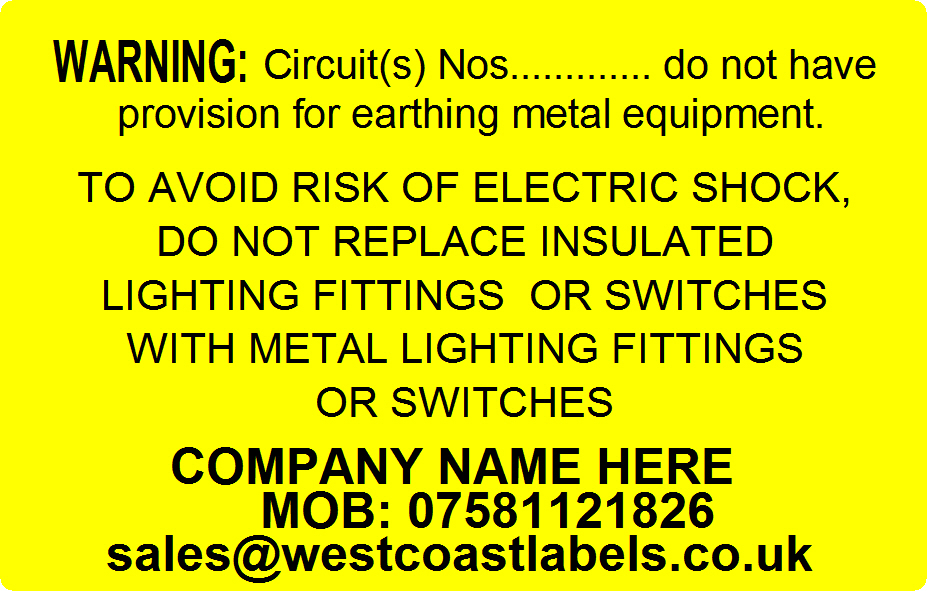 EARTHING CIRCUIT - Personalised Free - Electrical Safety Warning Labels ...