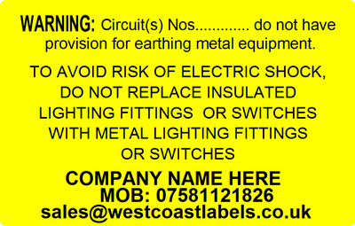 Electrical Safety Warning Labels - EARTHING CIRCUIT - Personalised Free ...