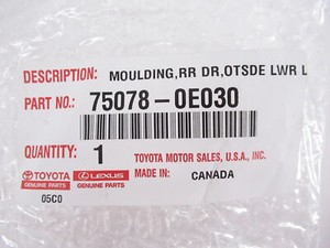 Genuine OEM Lexus 75078-0E030 Driver Rear Lower Molding 16-20 RX350 ...
