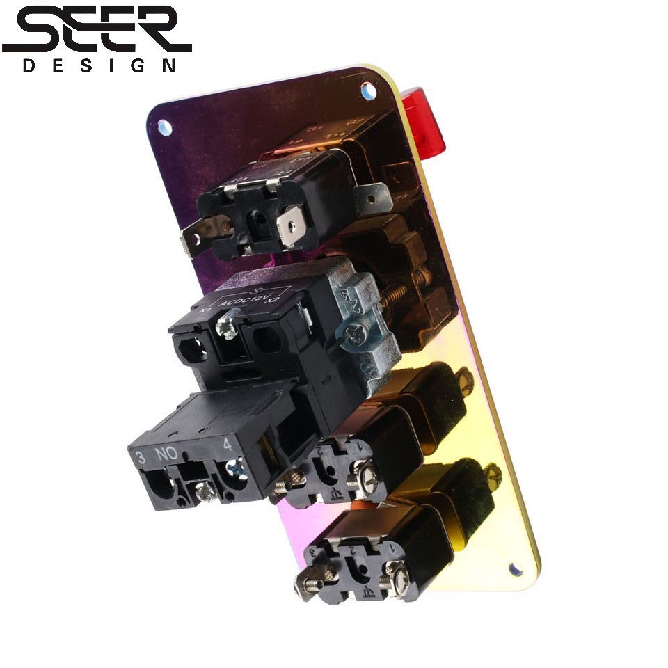 4in1 Ignition Switch Panel Engine Red Start Push Button Toggle LED12V ...