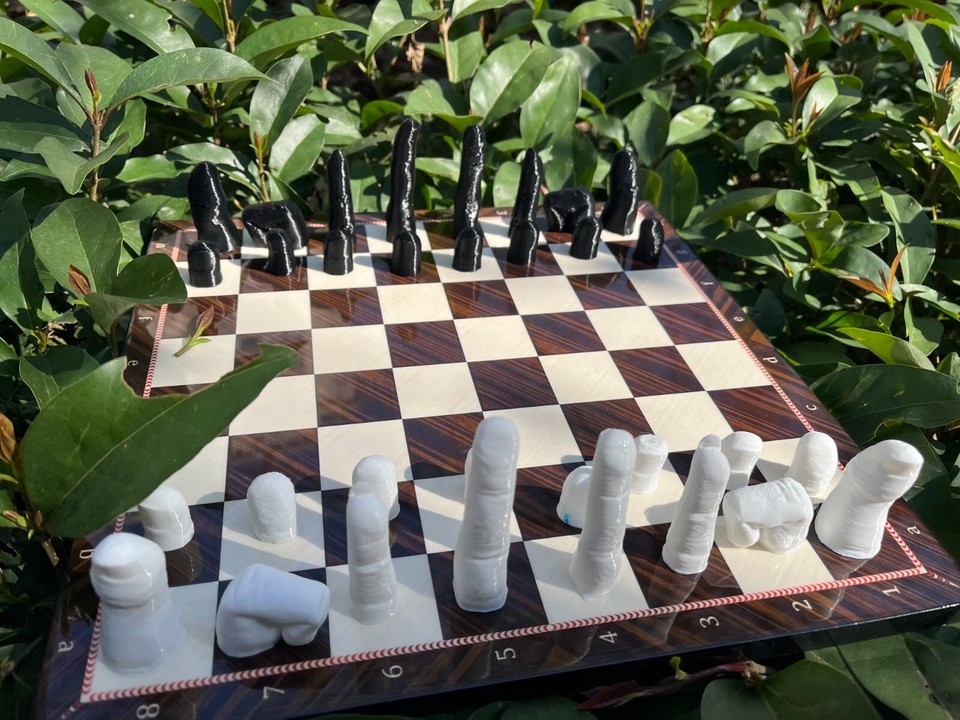 Finger Chess Set w Human Body Chess Pieces - Unique Chess - Wooden ...