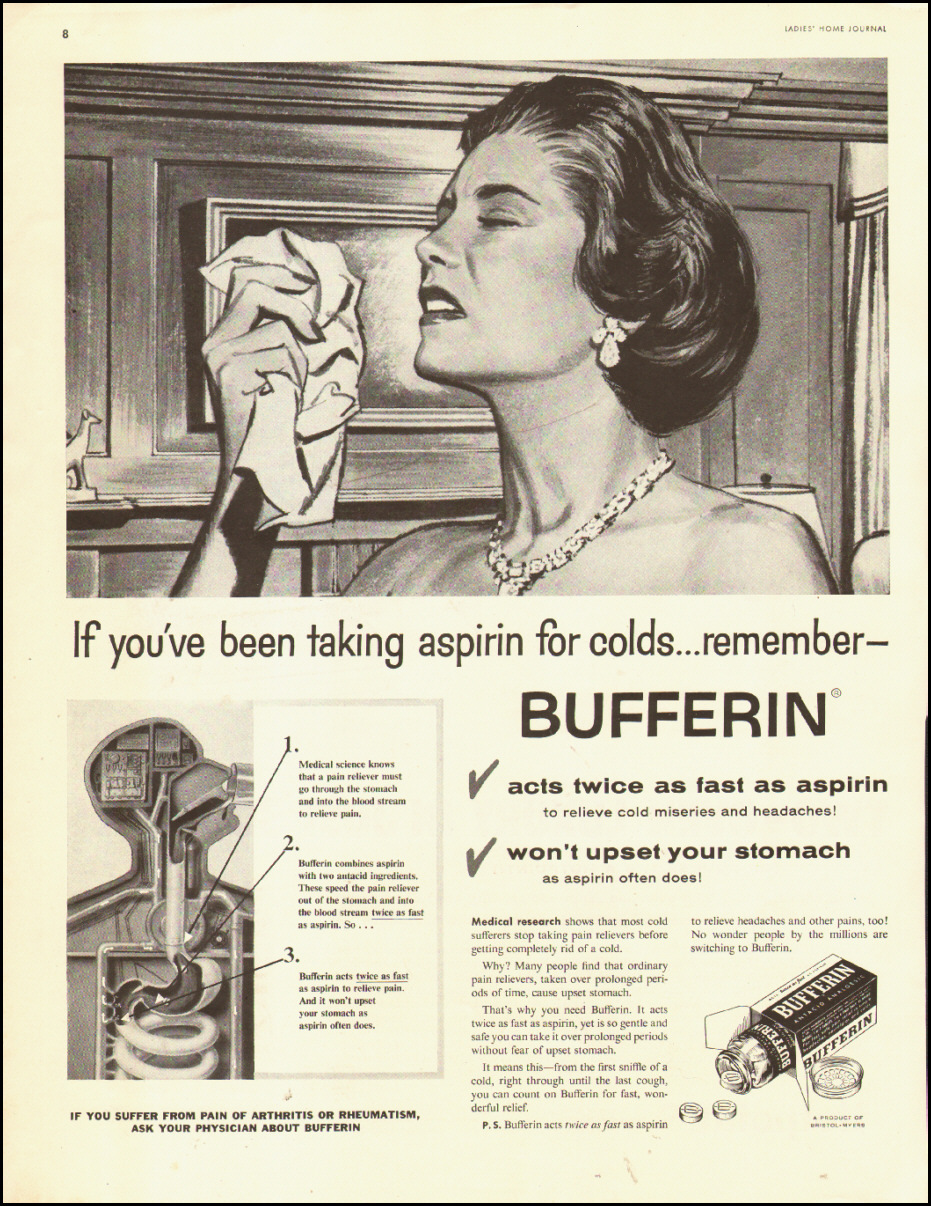1957-BUFFERIN`medication, Art, retro bottle-Vintage Ad | eBay
