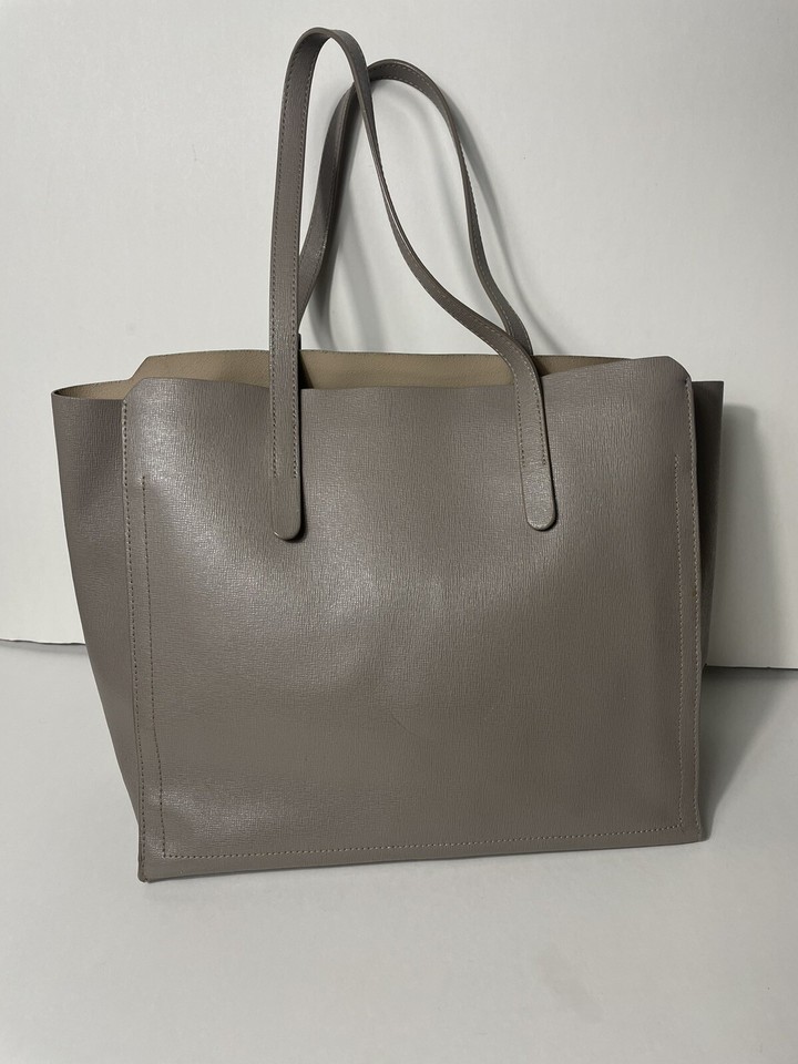 Furla Grey Saffiano Sabbia Sally Tote 11.5” X 10” X 6” Genuine Leather ...
