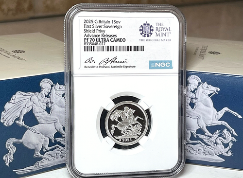 2025 Great Britain UK 1SOV FIRST SILVER SOVEREIGN w/ Privy NGC PF70 AR ...