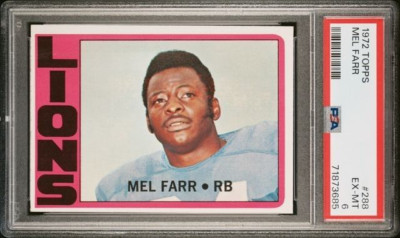 1972 Topps #288 Mel Farr Detroit Lions PSA 6 EX-MT High Number NEWLY ...