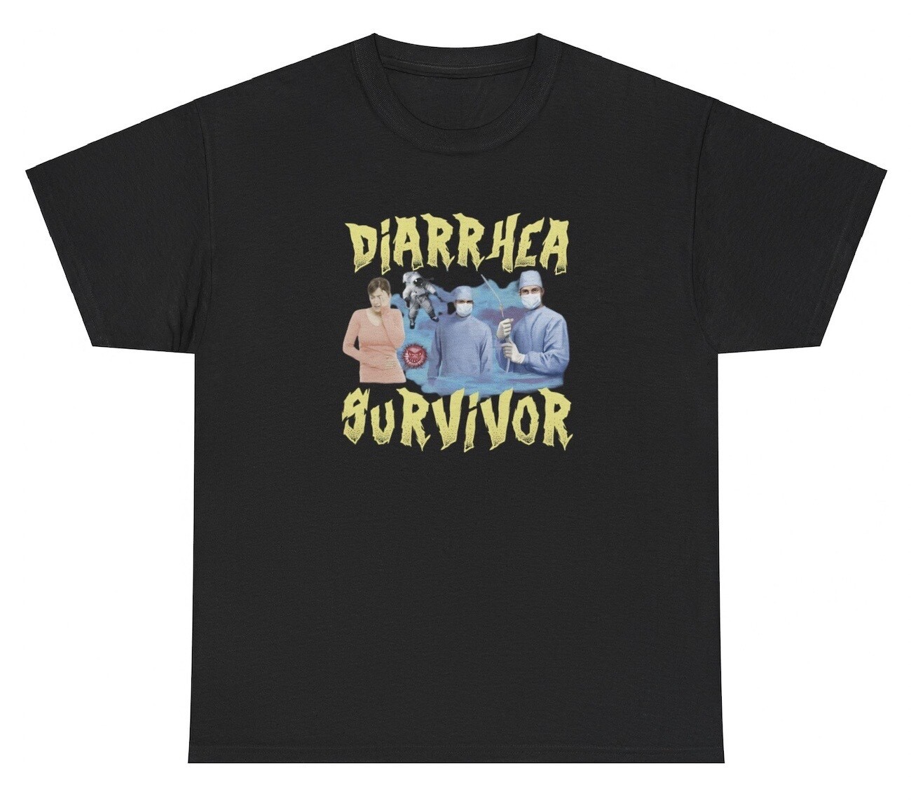 Diarrhea Survivor T Shirt Funny Sarcastic Tummy Hurts Ironic Meme Gift ...