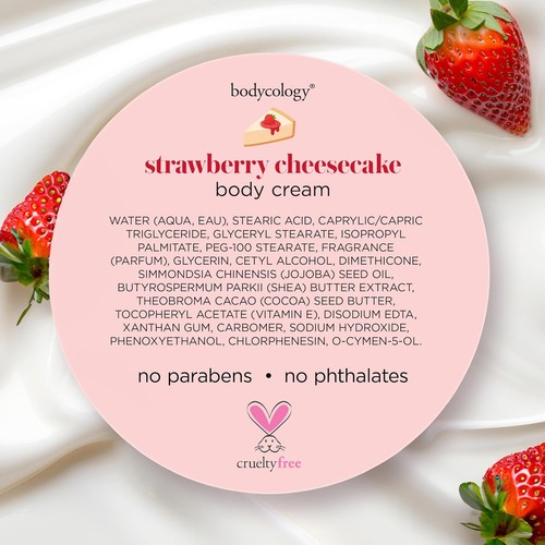 Bodycology Body Cream - Strawberry Cheesecake for Women - 8 Fl Oz (Pack ...