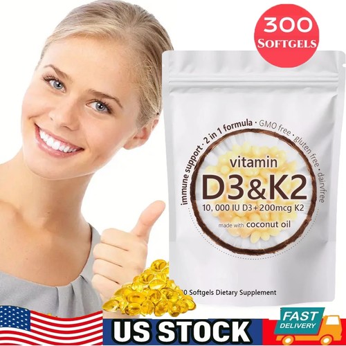 Vitamin D3 K2 Supplements Softgels, 300pcs Vitamin D3+K2 Capsules | eBay