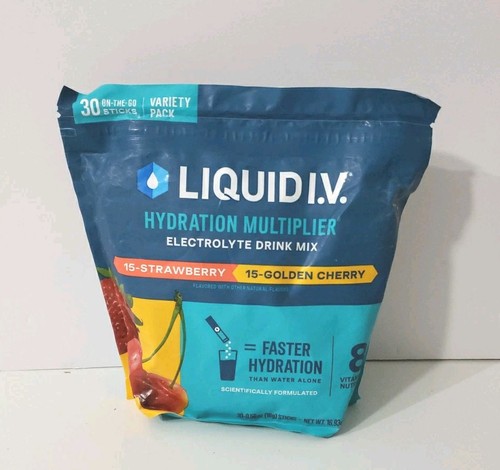 Liquid IV Hydration Multiplier Electrolyte Mix Strawberry & Golden ...