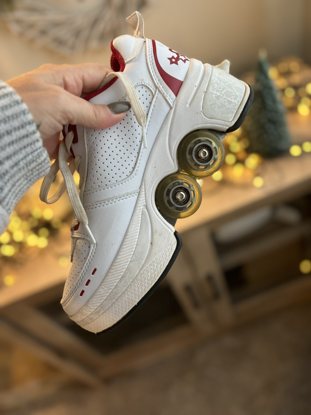Agloat Skate Shoes Retractable Rollers White And Red Women Size US 7.5 ...