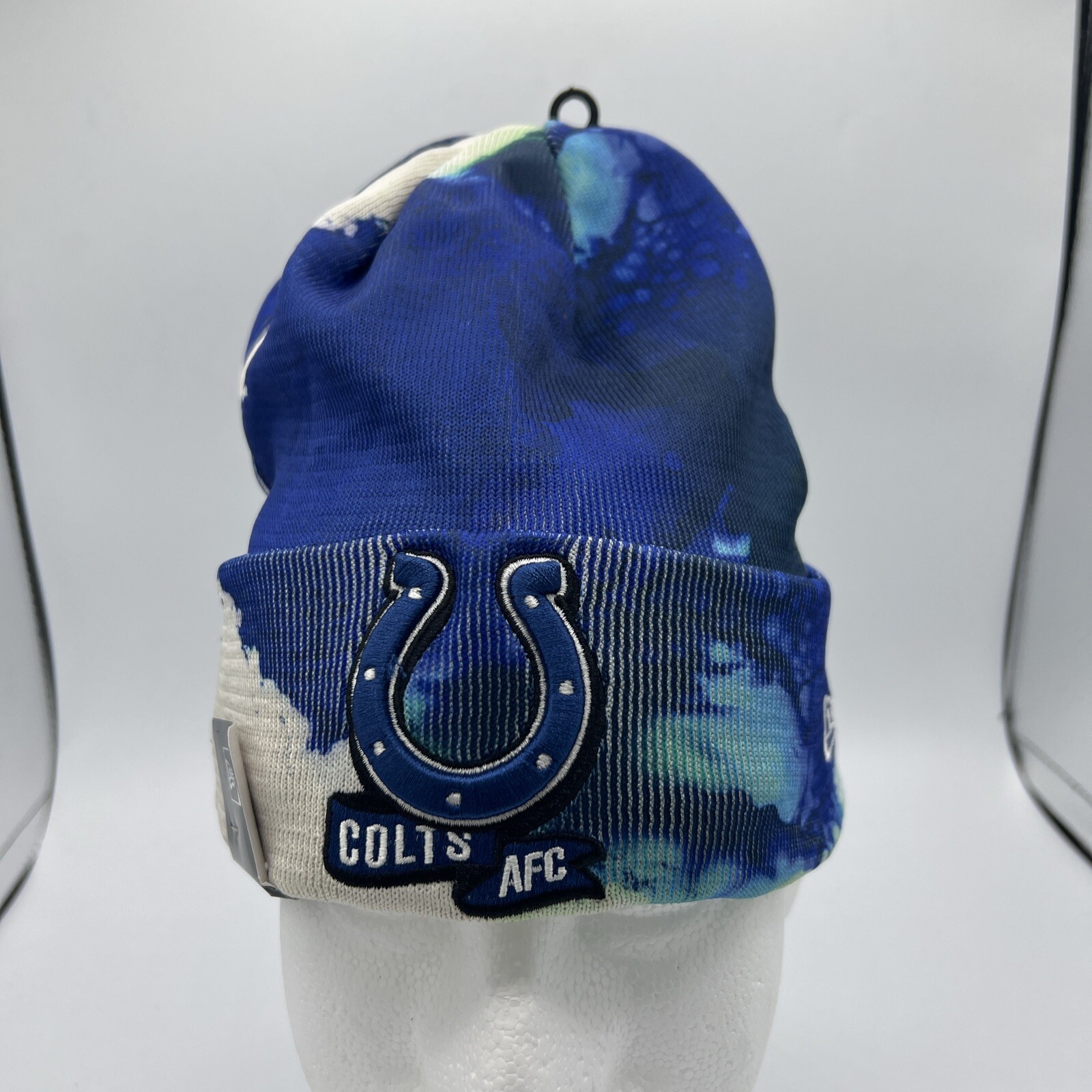 New Era Men's Indianapolis Colts NFL Sideline Ink Dye Blue Cuffed Knit ...