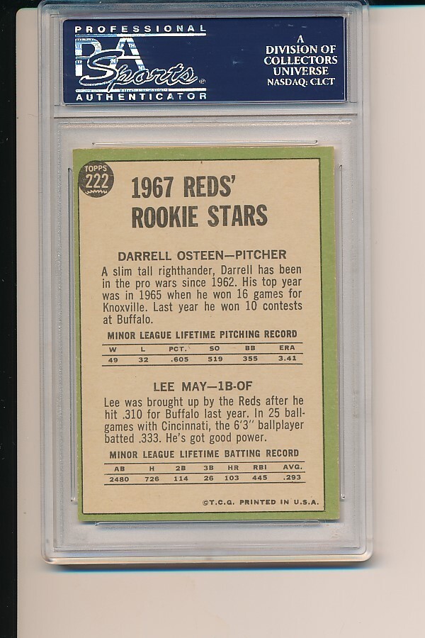 LEE MAY DARRELL OSTEEN CINCINNATI REDS Rookies Rookie 1967 TOPPS #222 ...