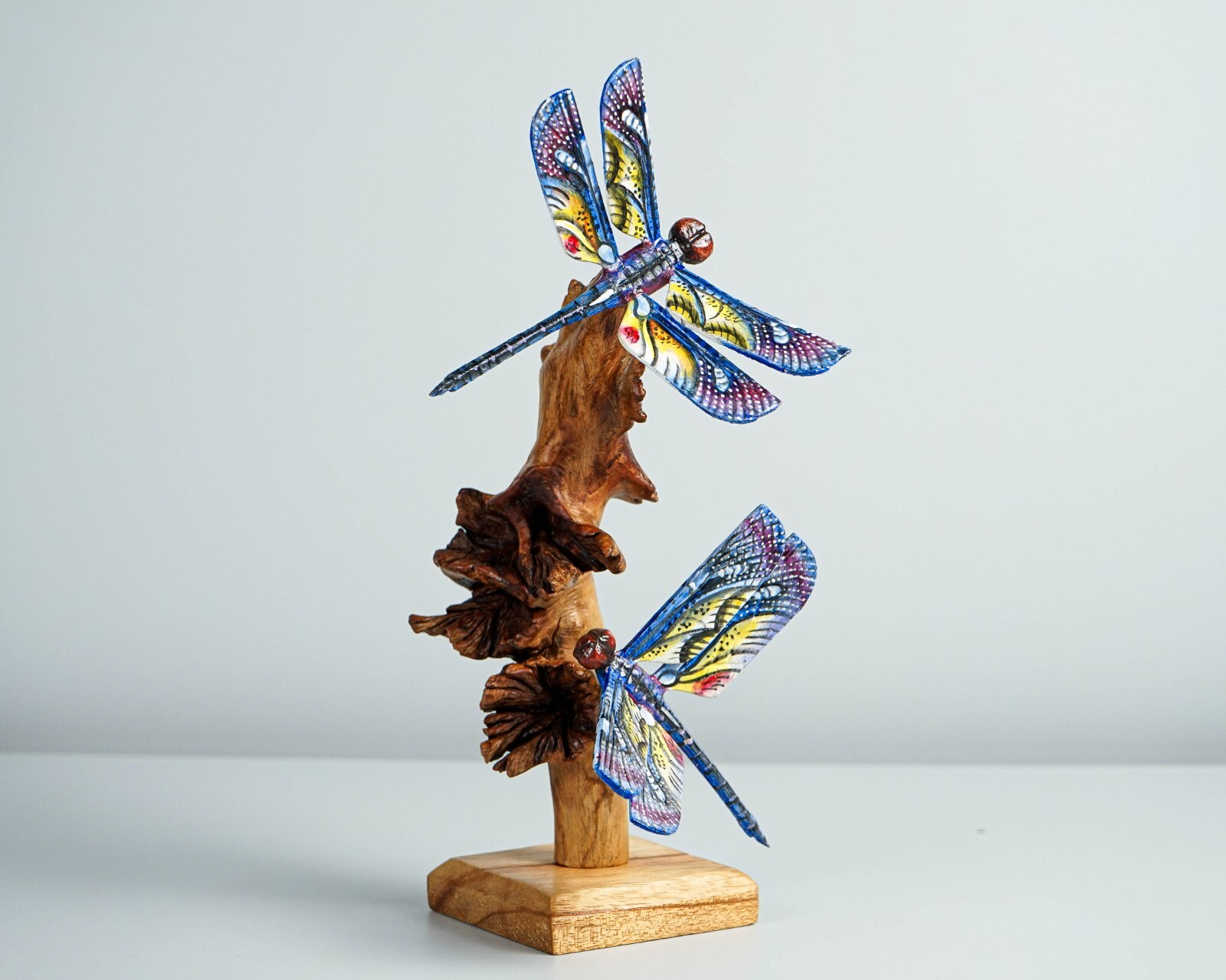 Anniversary Gift, Blue Dragonfly Sculpture, Couple, Wood Carving ...