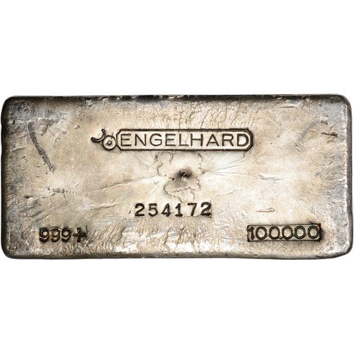 Vintage 100 oz Silver Bar - Engelhard Bull Logo .999+ Fine with Serial ...