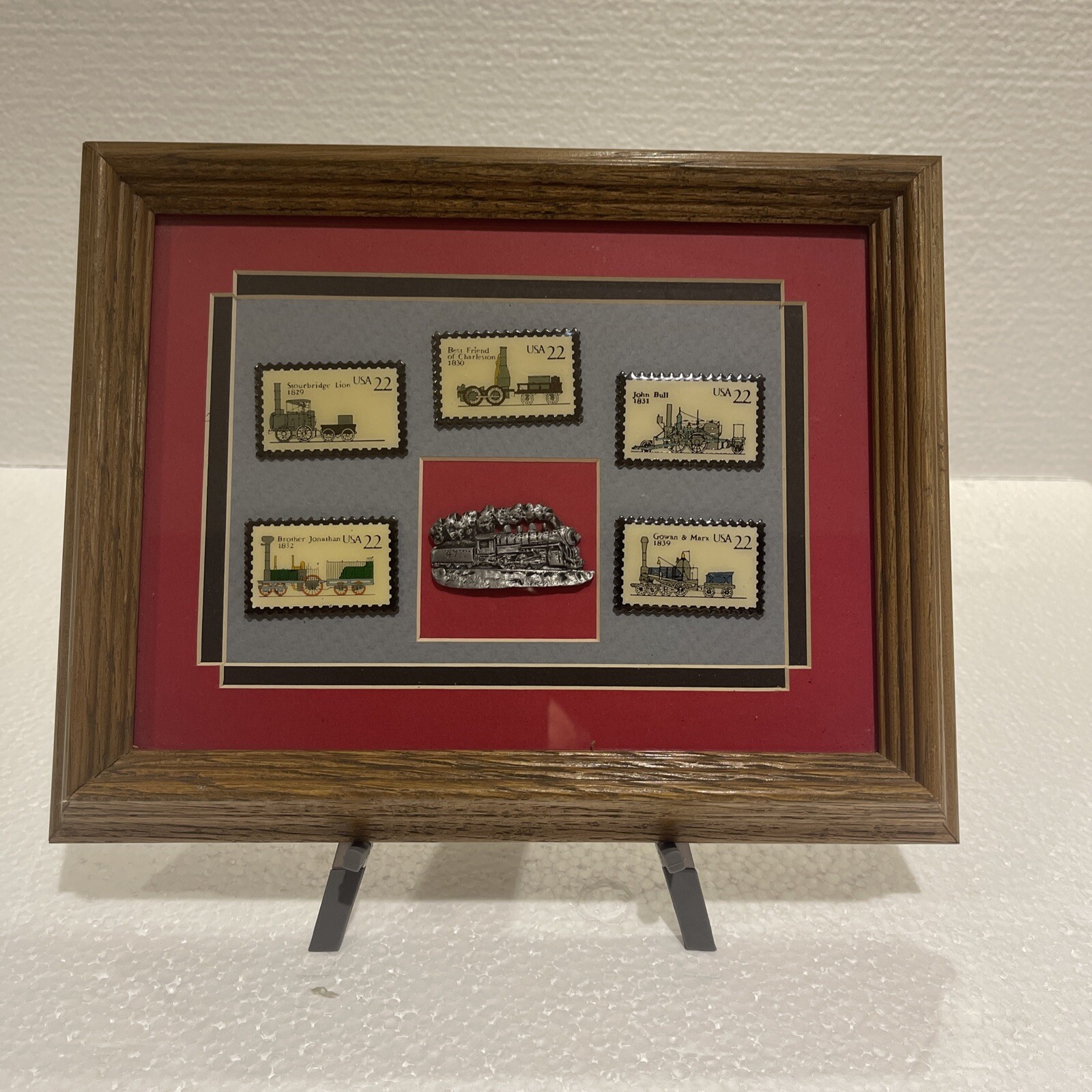 USPS VINTAGE FRAMED ENAMEL BRASS POSTAGE STAMP LAPEL PINS FIVE ANTIQUE ...