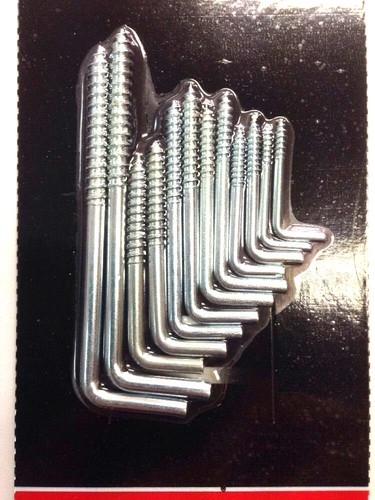 L Shape Screws Hook Right Angle Cup Hooks Hangers Zinc Plated 6 Sizes ...