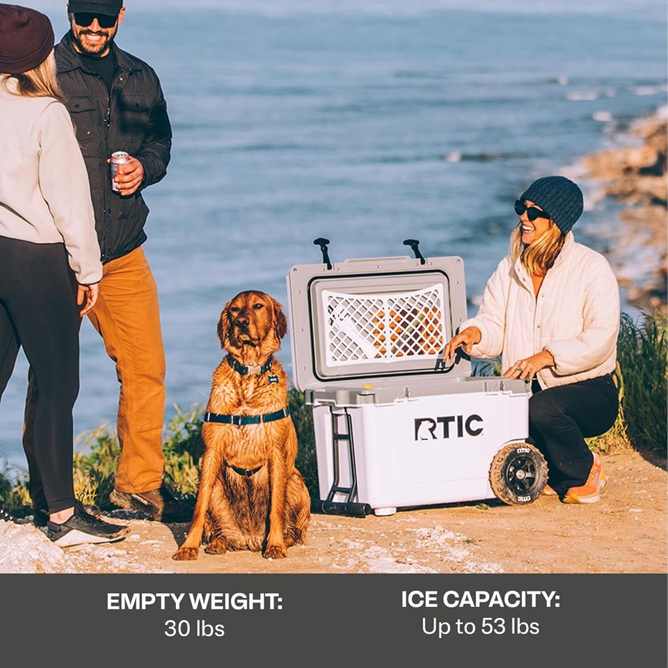 RTIC 52 Quart Light Wheeled Hard Cooler Insulated Ice Chest Box ...