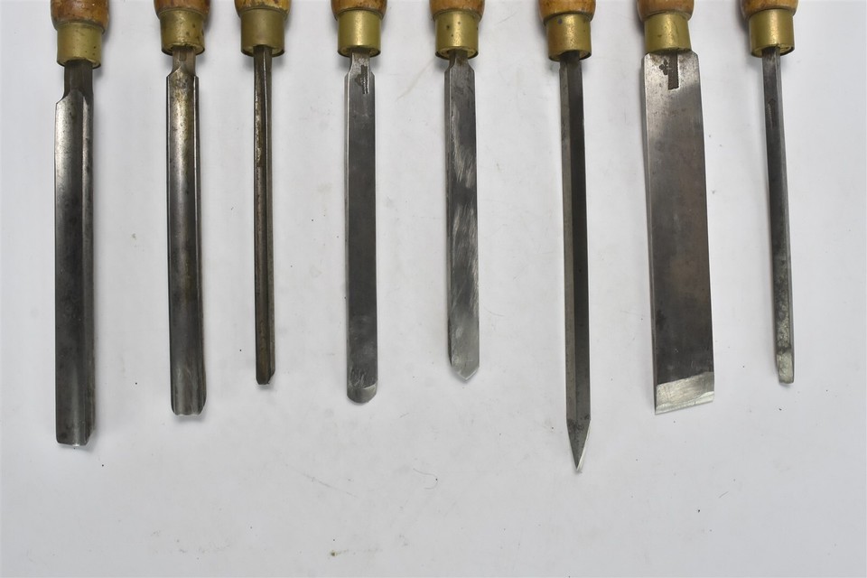 Antique Vintage SET of 8 MARPLES WOOD WORKING LATHE CHISELS TOOLS ...