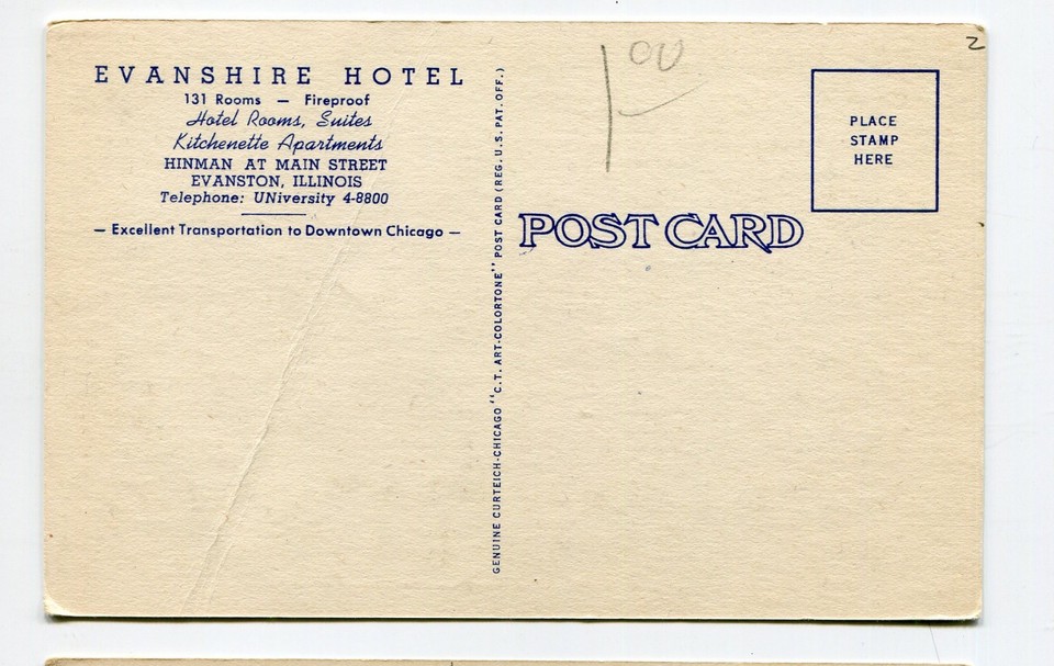 Vintage Postcard EVANSTON IL Evanshire Hotel Hinman & Main | eBay