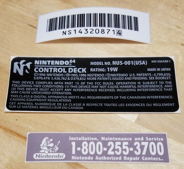 Nintendo 64 NUS-001(USA) N64 *Maintenance, Bar Code, Control Deck ...