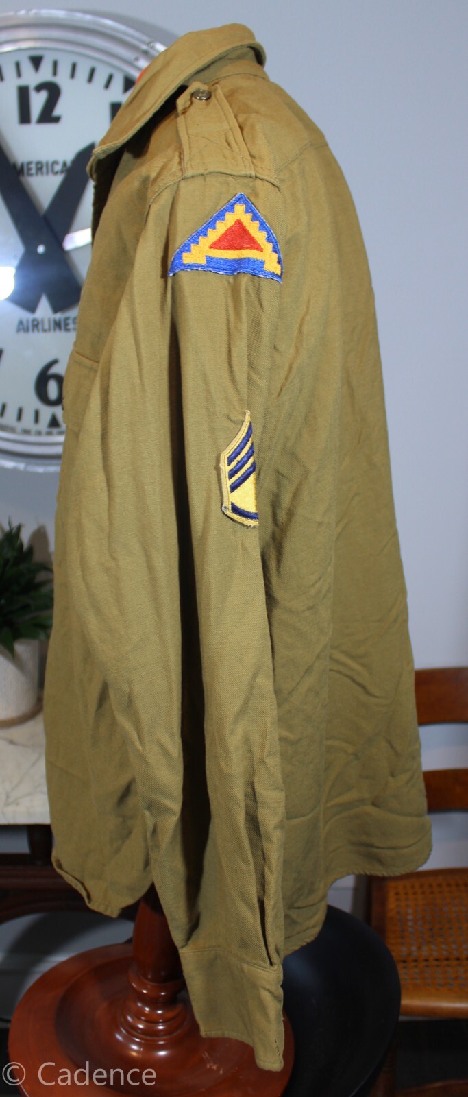 US Korean War Enlisted 7th Army Serge Brown Wool Enlisted Uniform Shirt ...