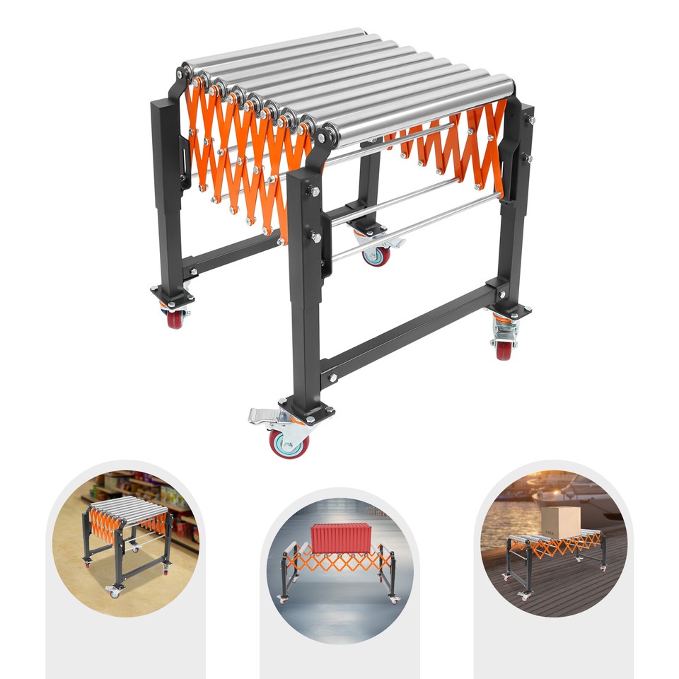 Adjustable Roller Conveyor Table Flexible Roller Conveyor 17-51inch ...