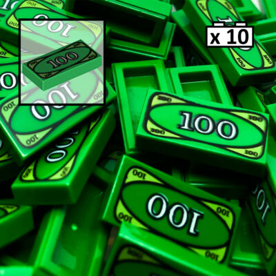NEW LEGO 10 x '100' Green Money Tile City Minifigure Robber Dollar ...