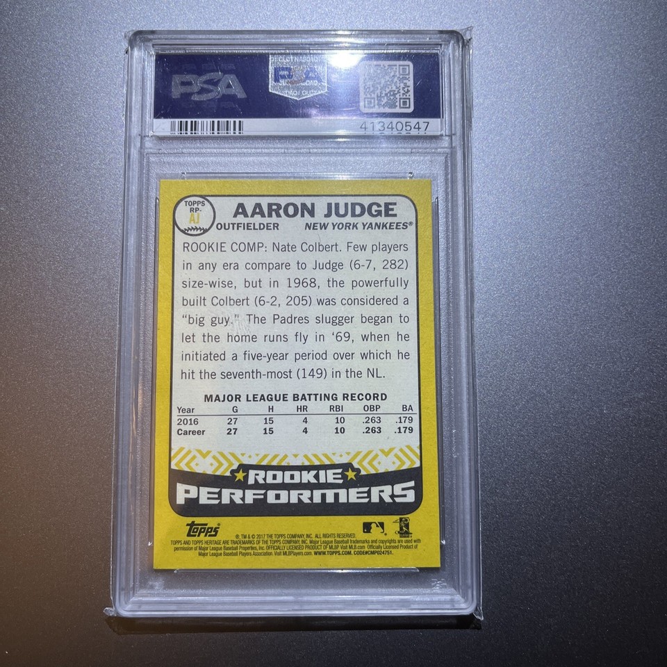 2017 Topps Heritage RP-AJ Aaron Judge Rookie Performers PSA 10 Gem Mint ...