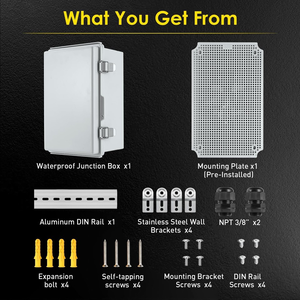 Waterproof Electrical Junction Box IP67 Plastic Weatherproof 11.4x7.5x5 ...