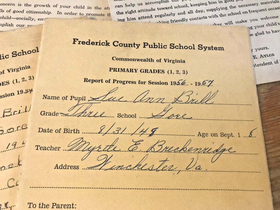 Vintage Report Card Lot 1950s 1960s Virginia VA James Wood Frederick ...