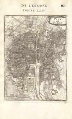 PARIS. Town city plan. 'Plan de Paris'. Decorative. MALLET 1683 old map ...