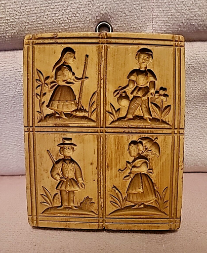 Vintage Swiss Springerle Cookie Mold Stamp Press 4 People Gardening ...