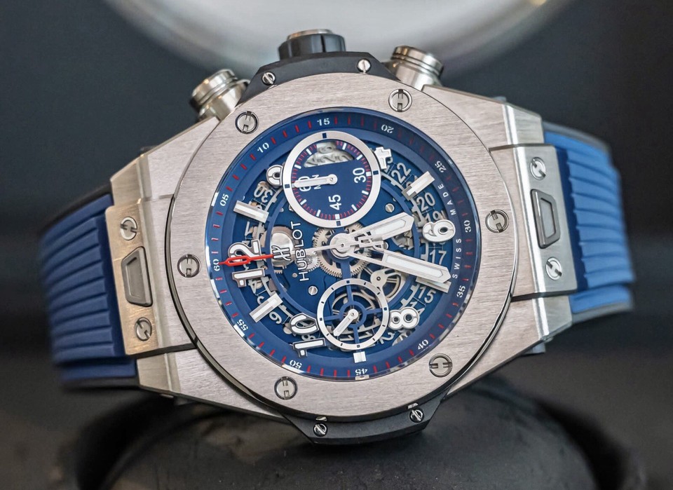Hublot Big Bang Unico Titanium Blue 45 mm $21K MSRP Box Papers 411.NX ...