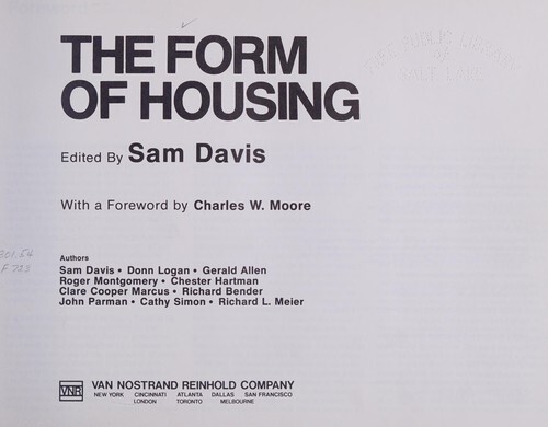 The Form of Housing Hardcover Sam Davis 9780442220075 | eBay