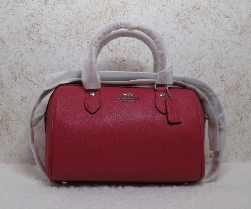 Coach Leather Rowan Satchel with Signature Canvas Strap (Br Violet ...