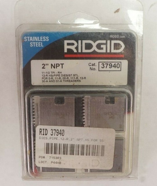 RIDGID 37940 Pipe Thread Die 2 In For SS 4 Pc for sale online | eBay