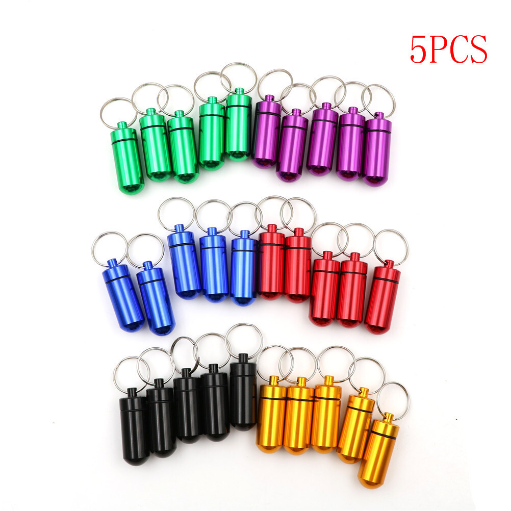 5Pcs Waterproof Mini Aluminium Pill Box Case Bottle Holder Container ...