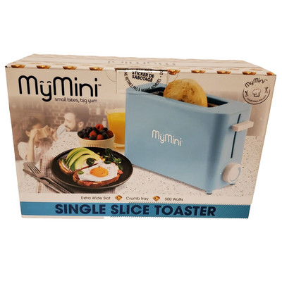 MyMini Single Slice Toaster Aqua Blue Compact Retro Kitchen Appliance ...