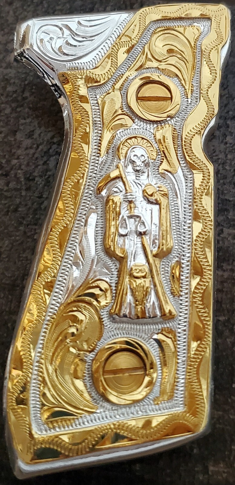 Santa muerte beretta 92fs 9mm cachas-gun grips handmade engraved German ...