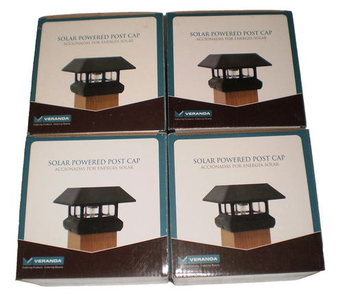 (4) VERANDA Solar Powered Post Cap Lights for Deck/Fence 4"x4" NEW ...