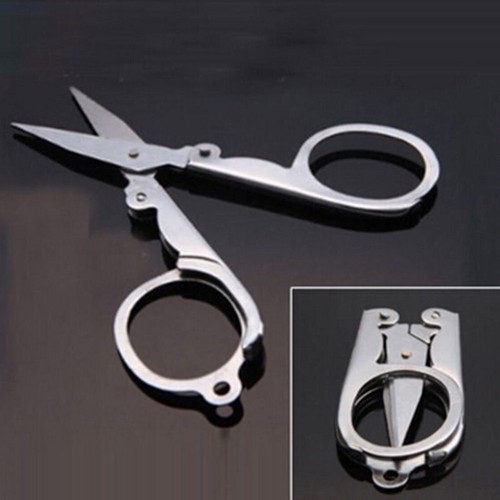 Small Silver Folding Sewing Scissors Craft Portable Sharp Cutting Tool ...