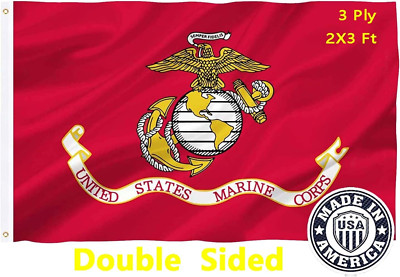 US Marine Corps Flag 2X3 Outdoor Double Sided Heavy Duty Polyester Army ...