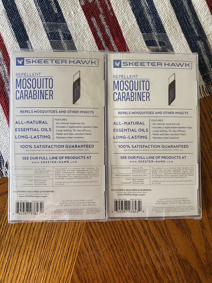 Skeeter Hawk Repellent Mosquito Insect 2 Carabiners w/ 4 Tabs - NEW In ...