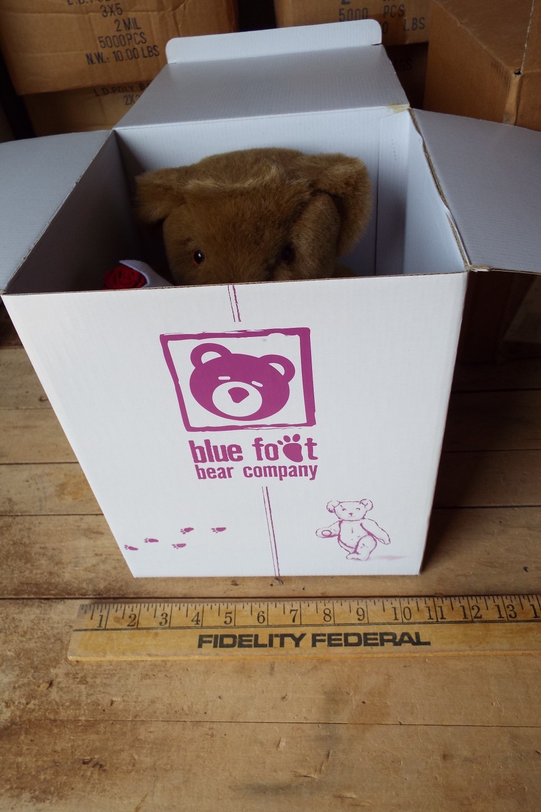 Blue Foot Bear Company Large Stuffed Bear w/ Roses in Original Box ...