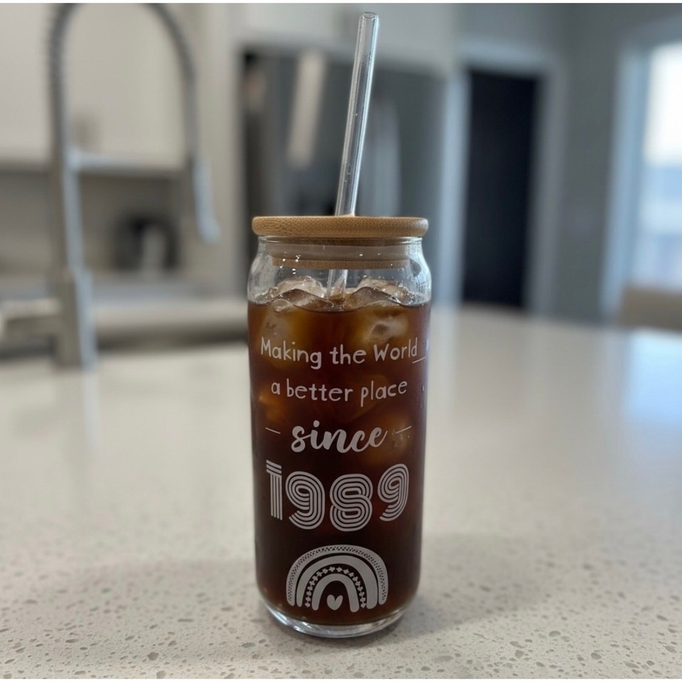 Funny Coffee Gift Set Glass Cup 1989 Fun Facts Tumbler & Bring Me ...