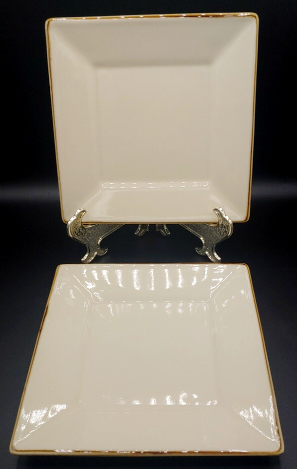 POTTERY BARN Asian Square Putty Salad Dessert Plates 8 1/8" Set of 4 | eBay