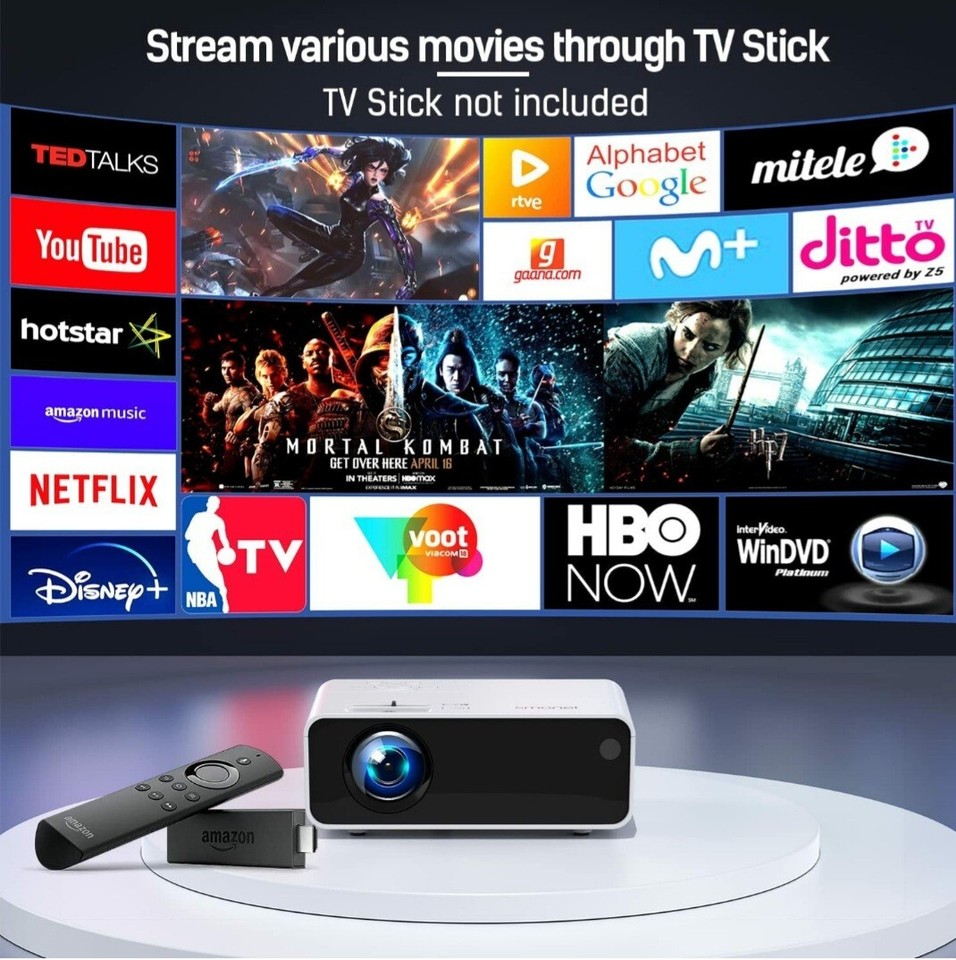 Movie Projector, SMONET 1080P HD Projector 7500L Home Projector Video ...